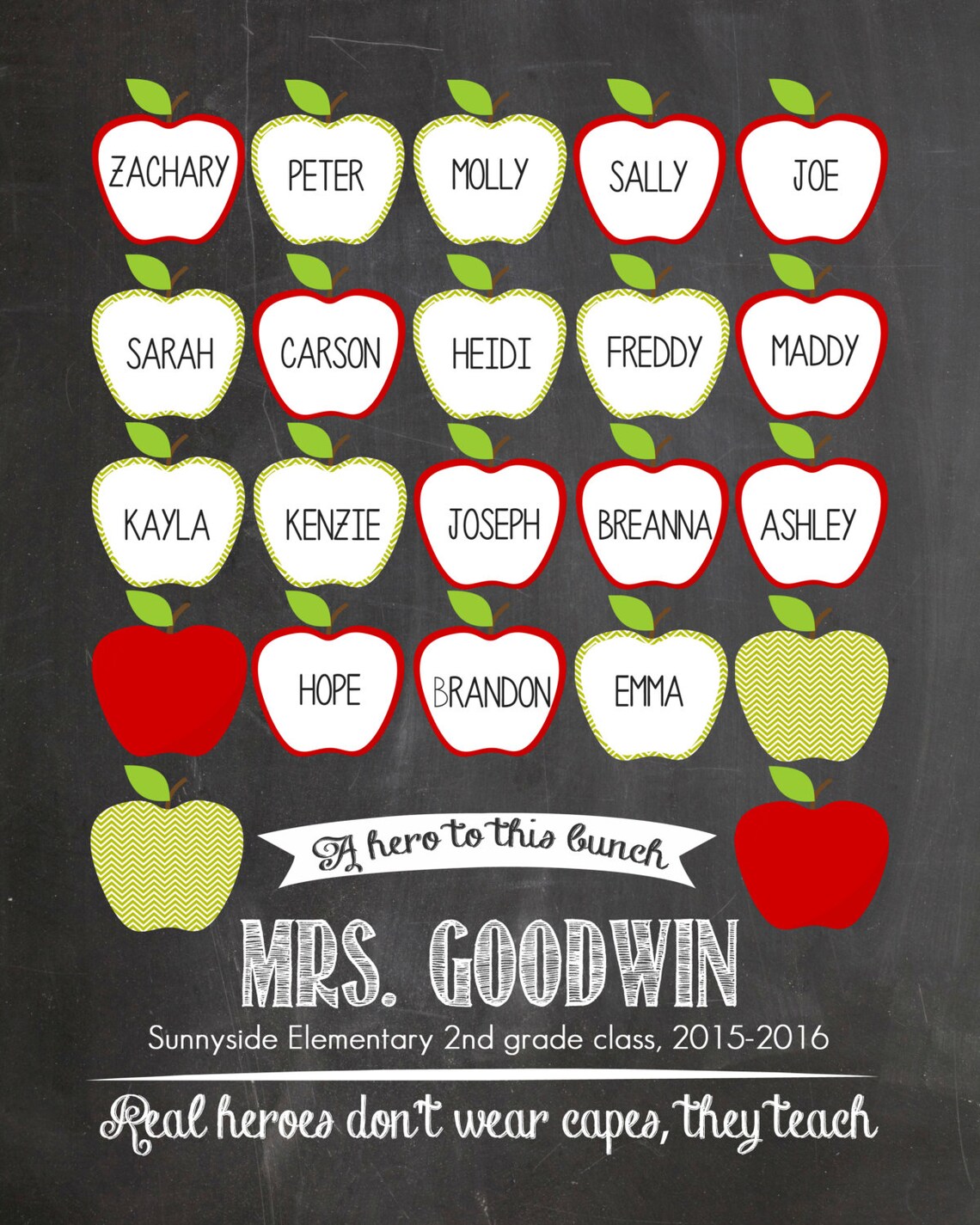 Personalized Class Names Teacher Appreciation Class Gift | Etsy