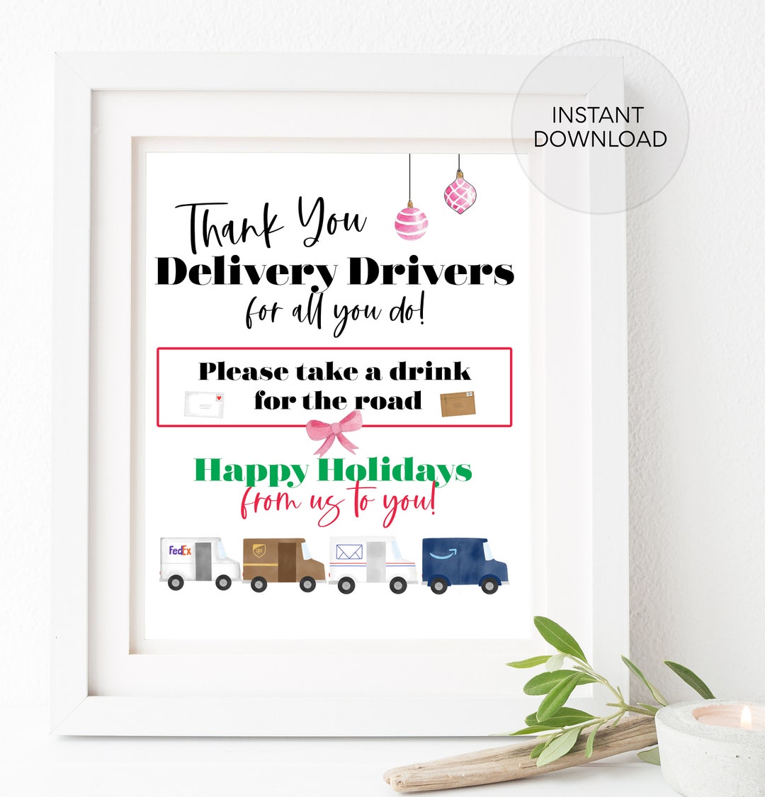 Delivery Driver Thank You Sign, Printable (instant Download) - Etsy