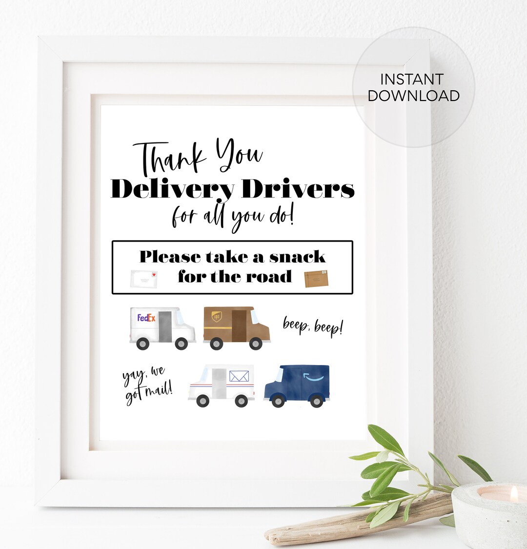 Delivery Driver Snack & Drink Sign, Delivery Driver Appreciation, USPS ...