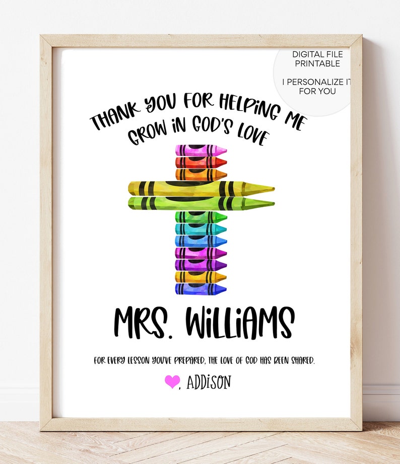 Religion Teacher Card, Sunday School Teacher, Religion Thank You, Gift ...