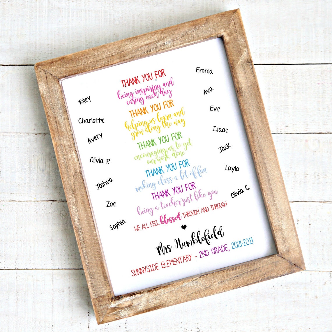 Personalized Class Names Class Gift End of Year Teacher - Etsy