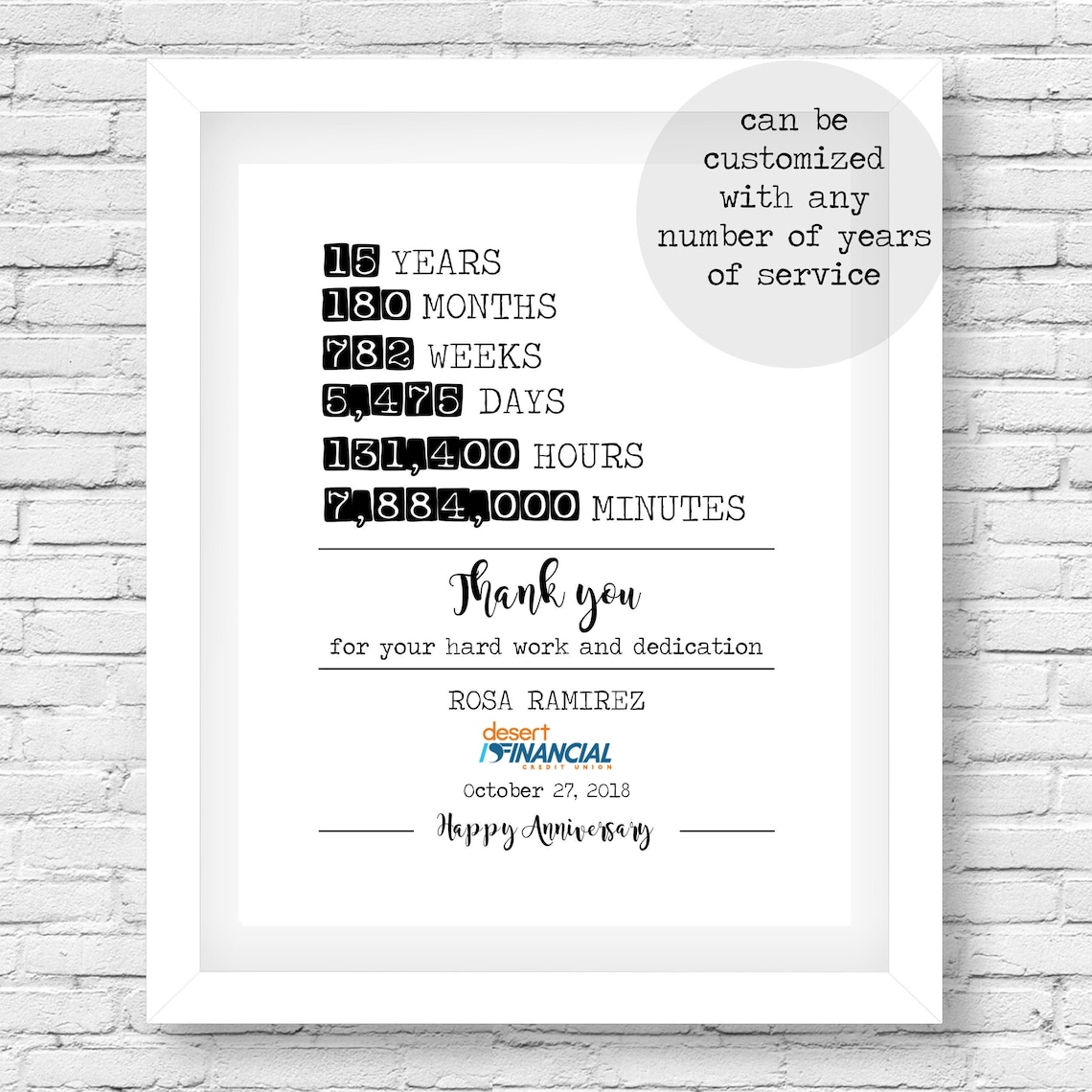 Work Anniversary Print, Work Anniversary Gift, Work Thank You Gift ...