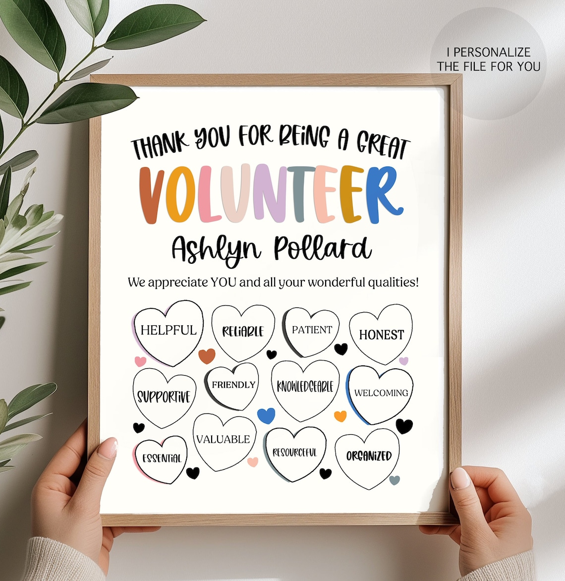 Volunteer Print, Volunteer Appreciation, Volunteer Thank You Gift ...
