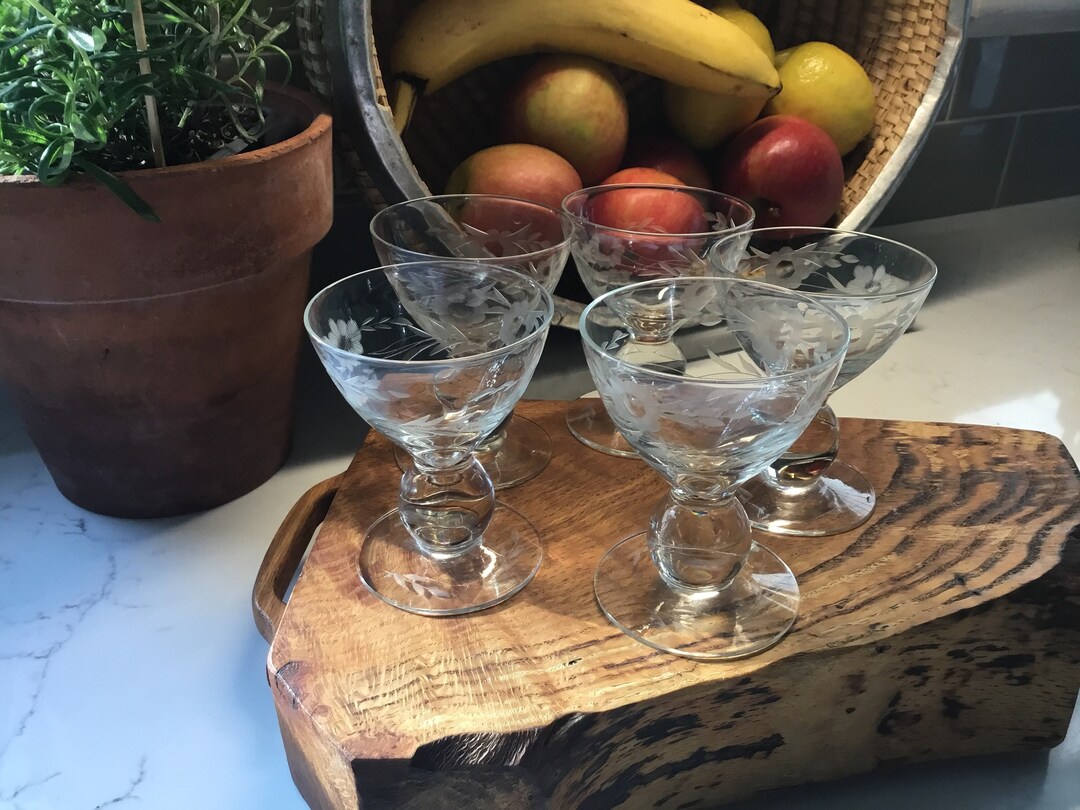 Unique Vintage Crystal Cordial Glasses - Set of 5 - Antique Cordials ...
