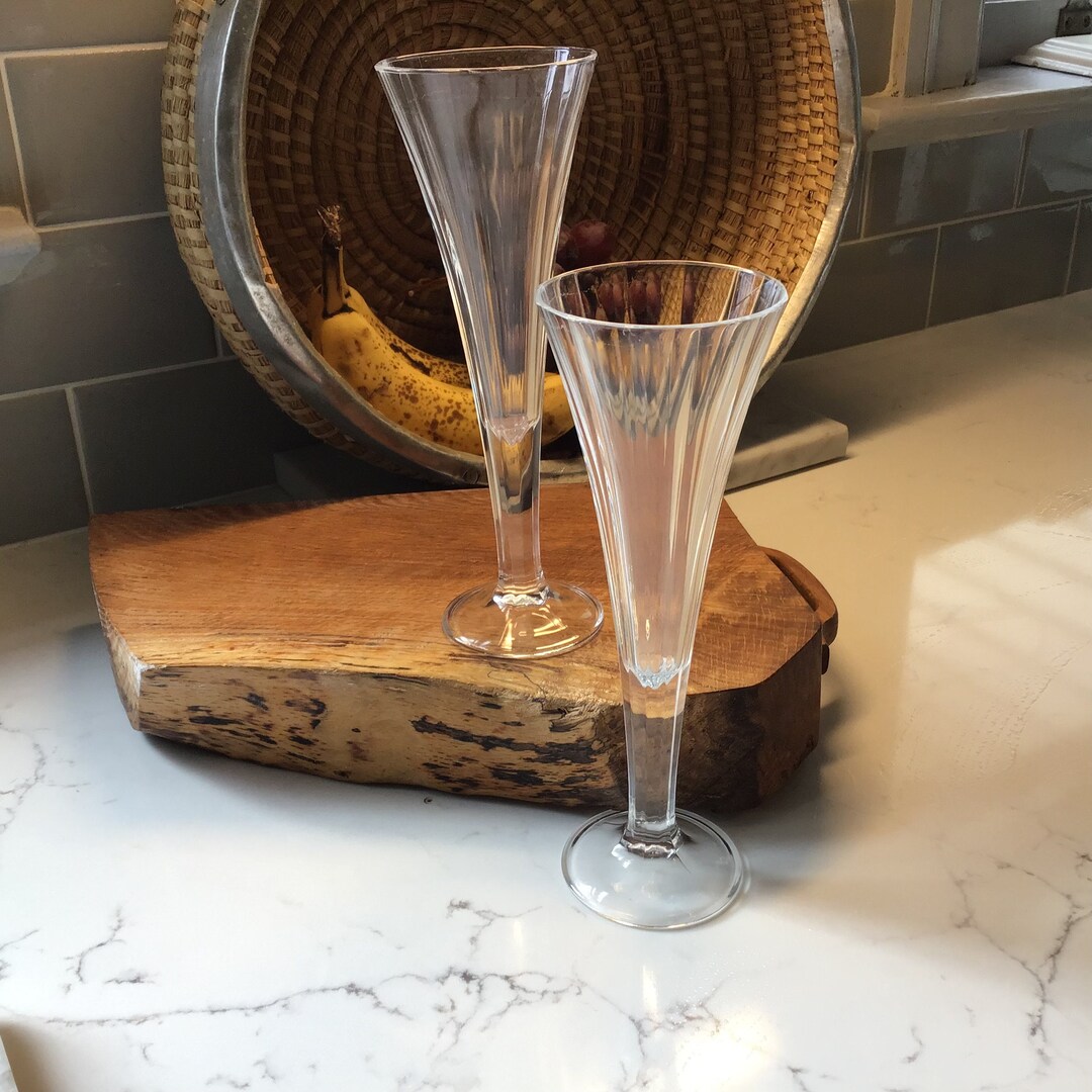 VINTAGE Optic Fluted Hollow Stem Champagne Flutes | Set of 2 | Toasting ...