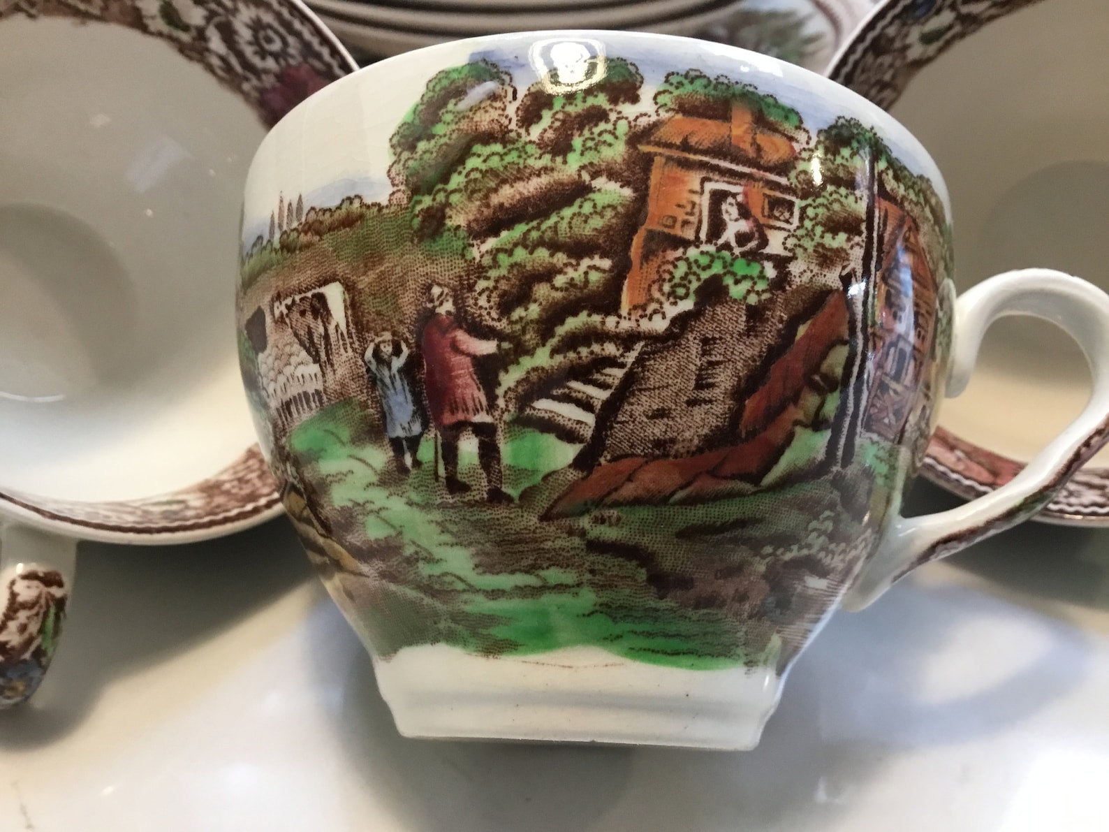 Antique W. R. Midwinter Dinnerware - 24 Pieces - Rural England Brown ...