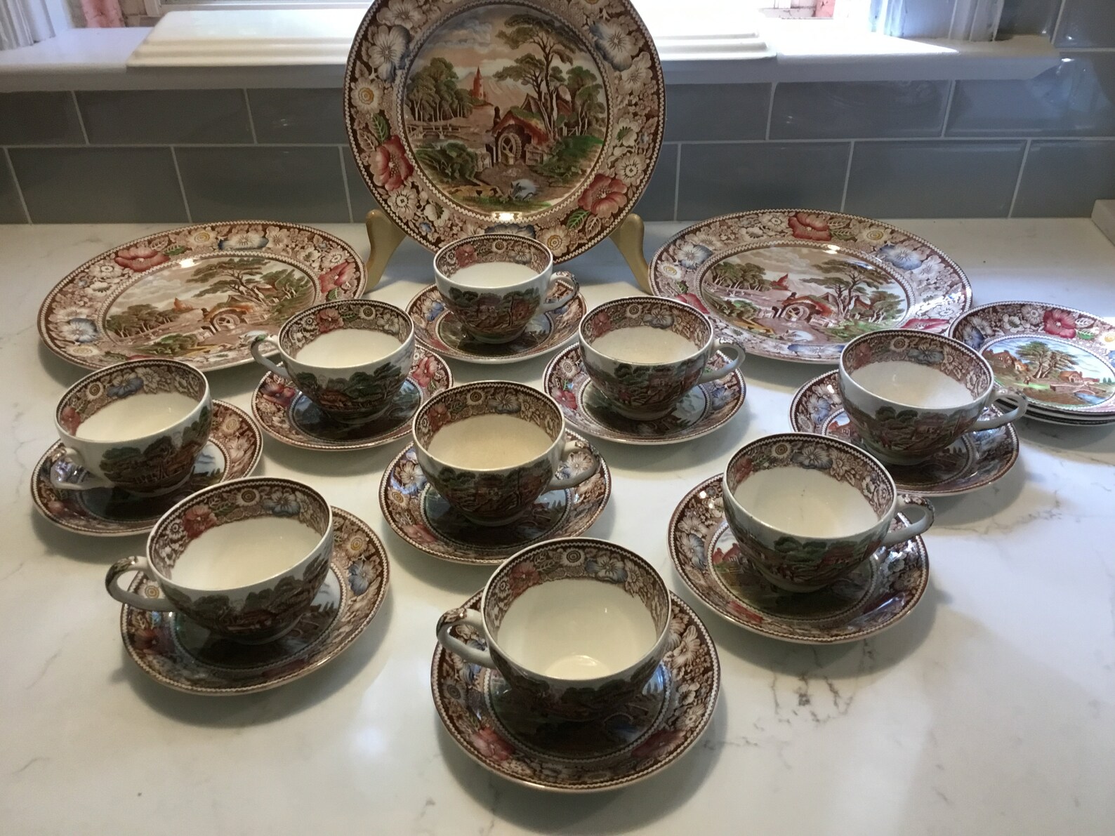 Antique W. R. Midwinter Dinnerware - 24 Pieces - Rural England Brown ...
