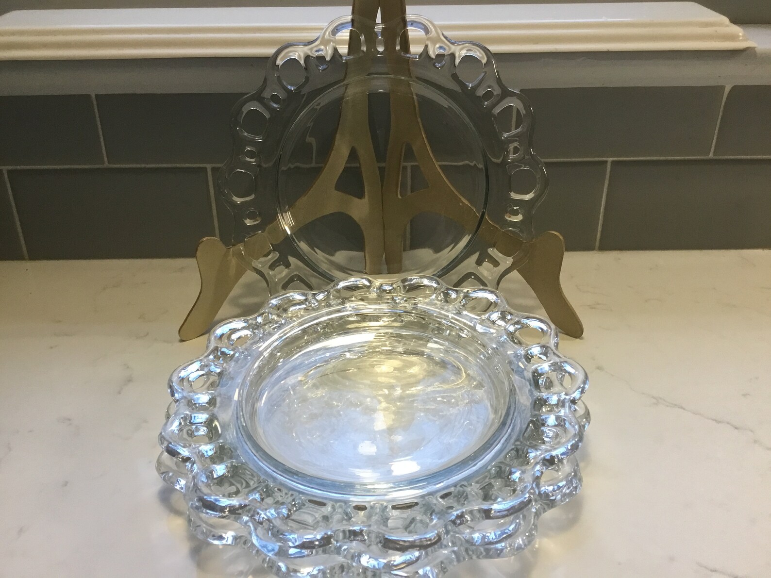 Vintage Lace Edged Glass Plate Set of 7 8.25 Inches Across - Etsy