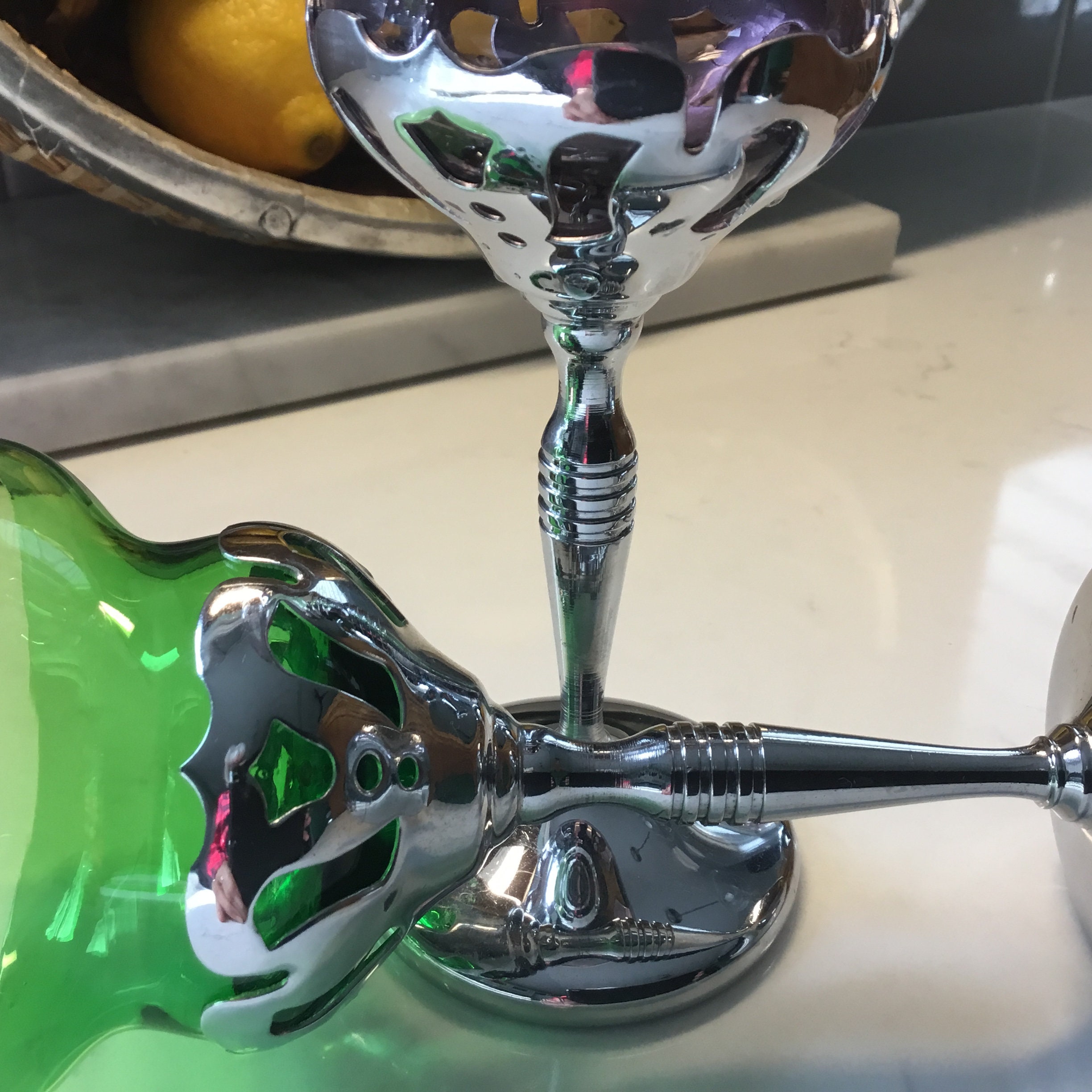 Vintage Art Deco Chrome & Multi Color Wine Cocktail Glasses Set of 2 ...