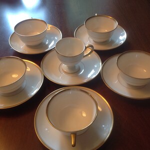 Antique Warwick China Cups and Saucers - Set of 6 Regency Pattern ...