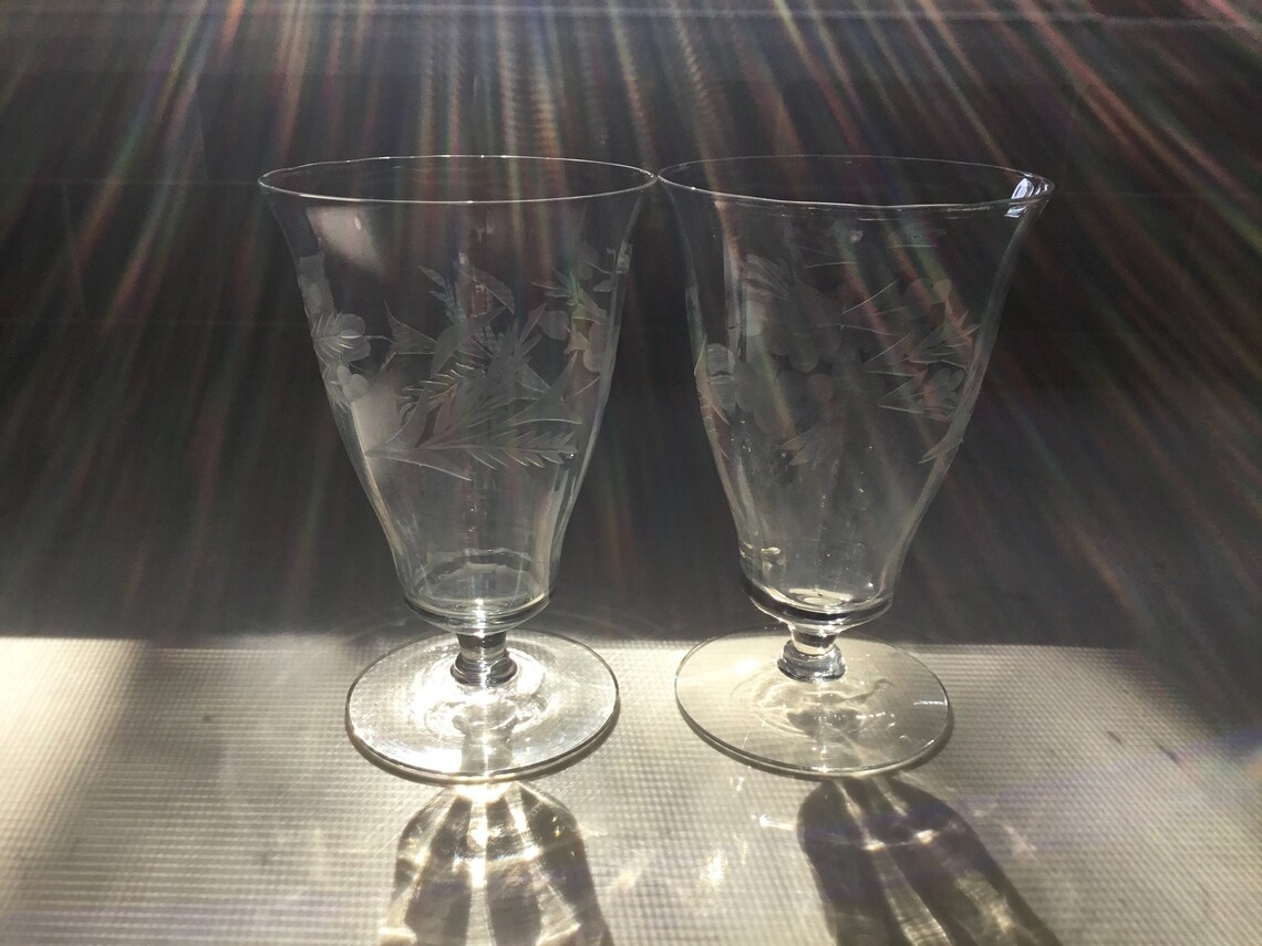Vintage Crystal Footed Water Goblet or Tumbler Set of 2 - Etsy
