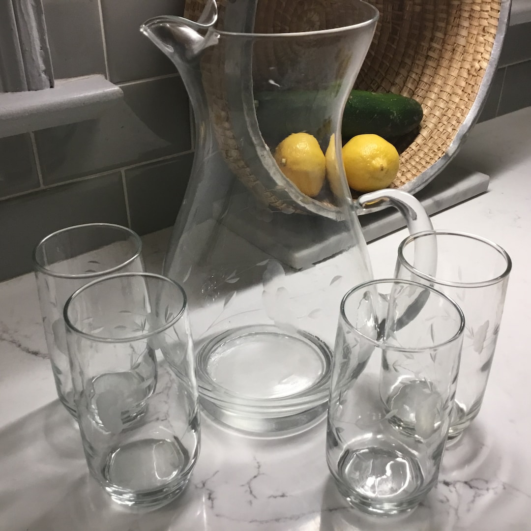 Vintage Crystal Pitcher and Glasses Set - Set of 5 - Princess House ...