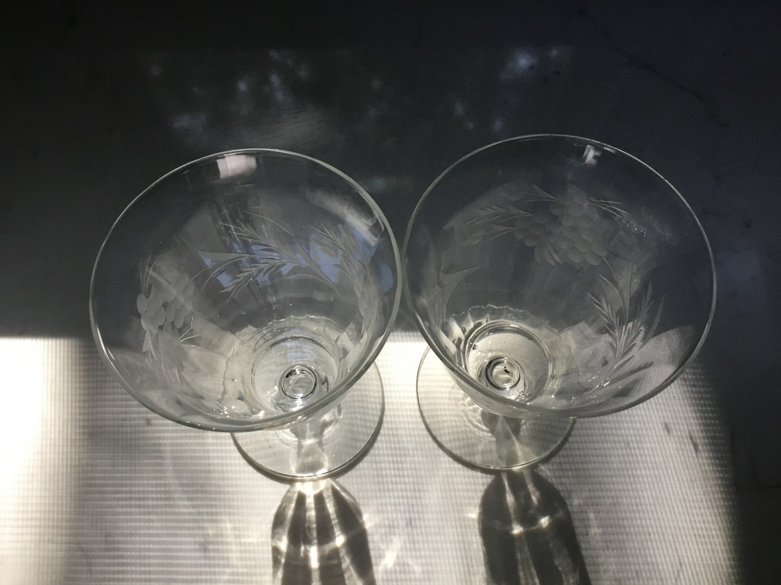 Vintage Crystal Footed Water Goblet or Tumbler Set of 2 - Etsy