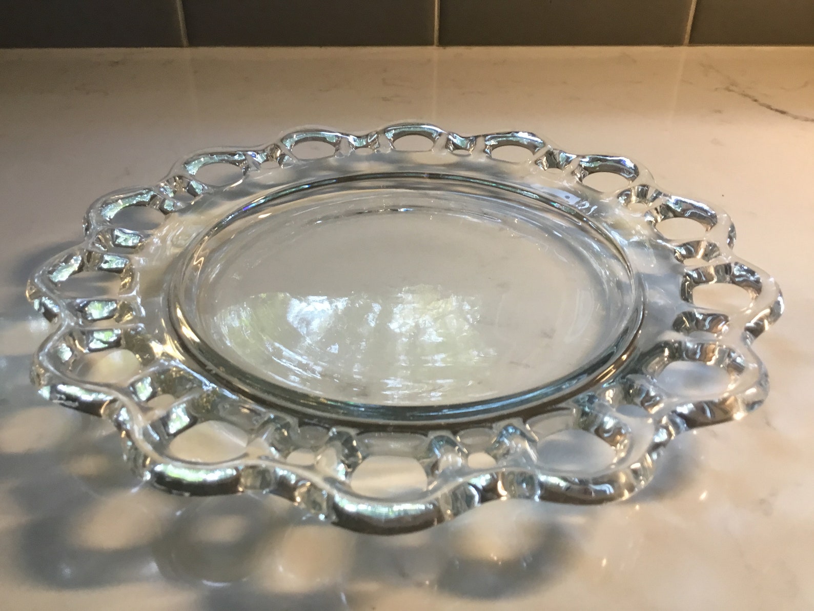 Vintage Lace Edged Glass Plate Set of 7 8.25 Inches Across - Etsy