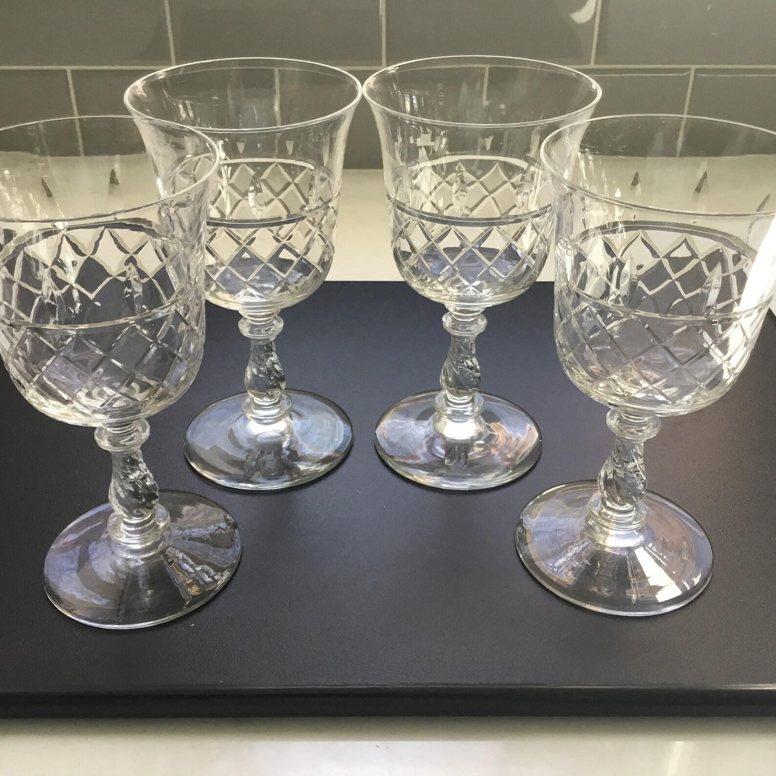 Antique Cut Crystal Wine Glasses or Water Goblets set of 4 | Etsy