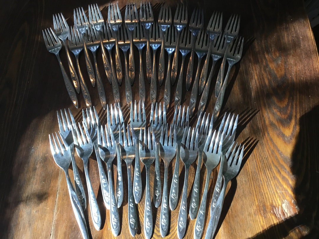 Vintage Mid-century Forks - Set of 40 - Antique Flatware - Vintage ...
