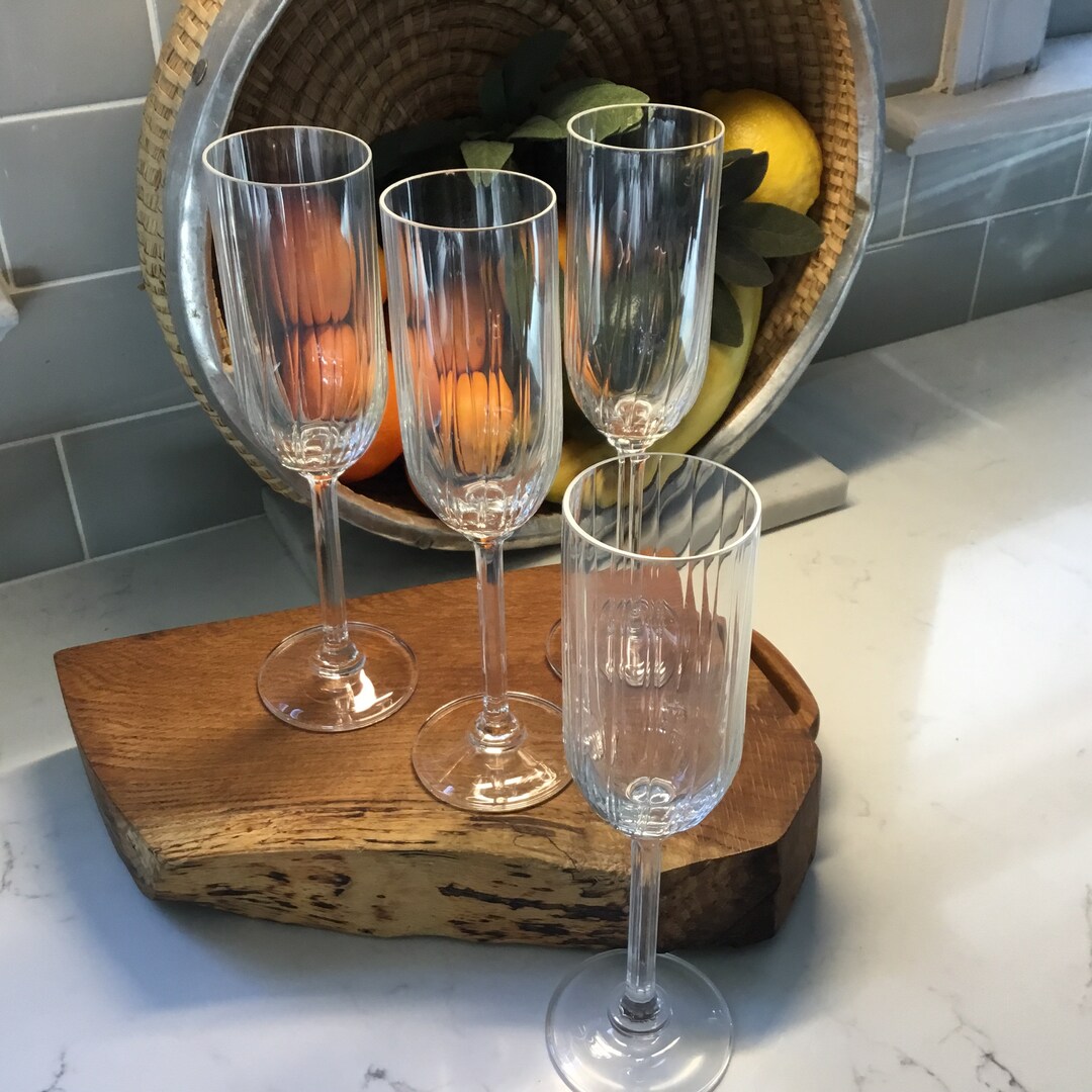 Vintage Crystal Champagne Flutes - Set of 4, Vintage Flutes, Antique ...