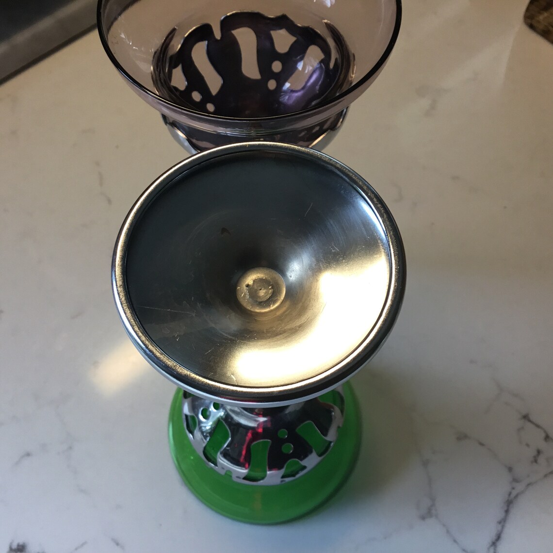 Vintage Art Deco Chrome & Multi Color Wine Cocktail Glasses Set of 2 ...