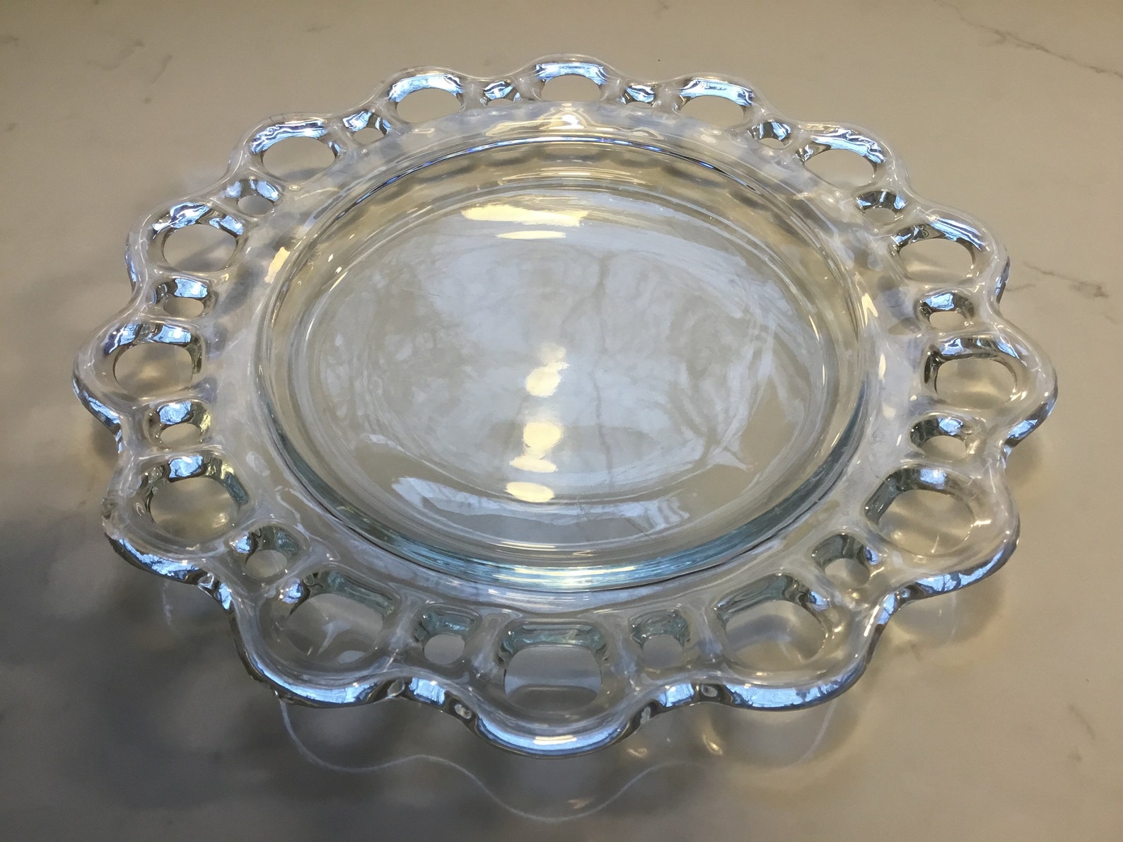Vintage Lace Edged Glass Plate Set of 7 8.25 Inches Across - Etsy