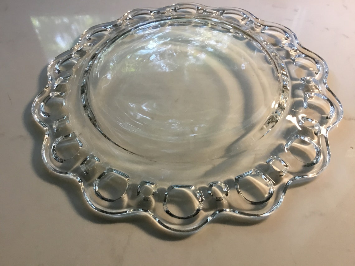 Vintage Lace Edged Glass Plate Set of 7 8.25 Inches Across - Etsy