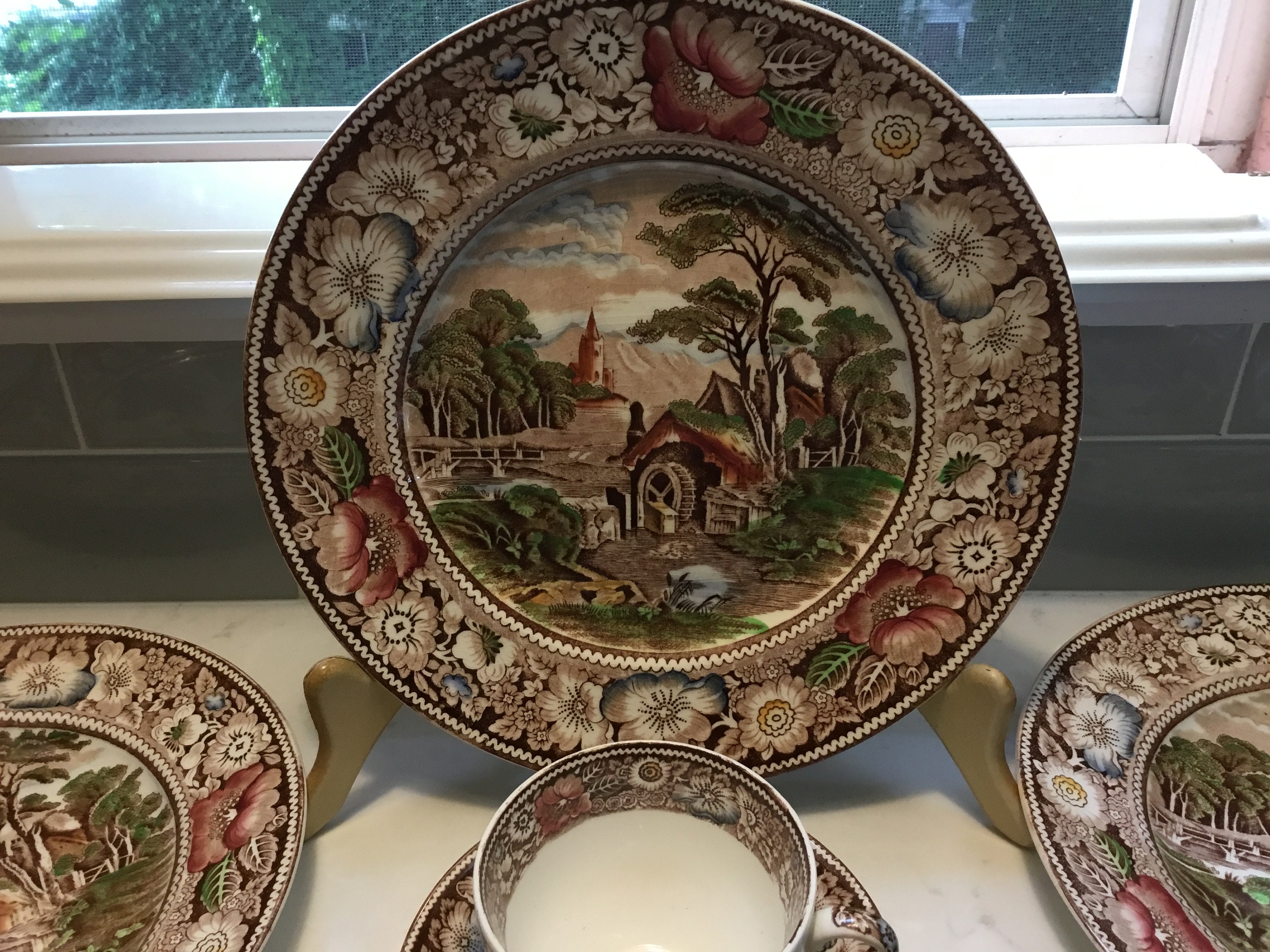 Antique W. R. Midwinter Dinnerware - 24 Pieces - Rural England Brown ...