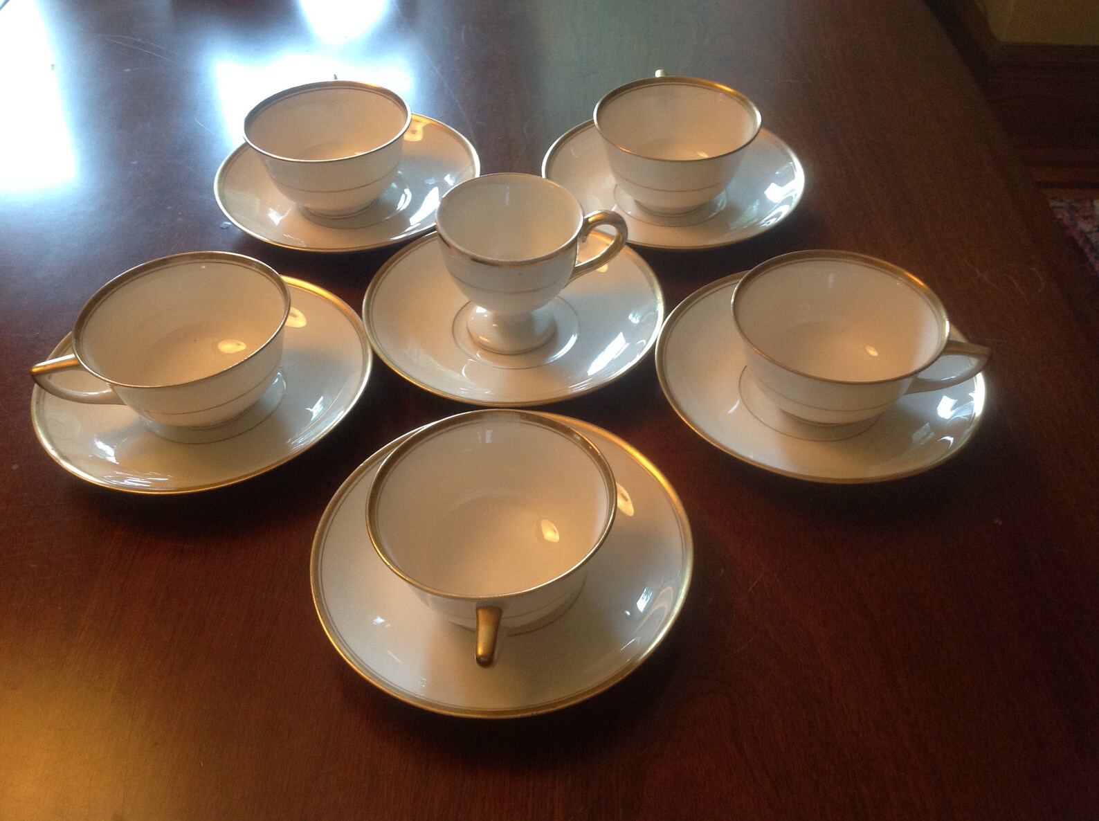 Antique Warwick China Cups and Saucers - Set of 6 Regency Pattern ...