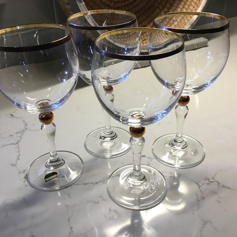 Gold Rimmed Wine Glasses - Etsy