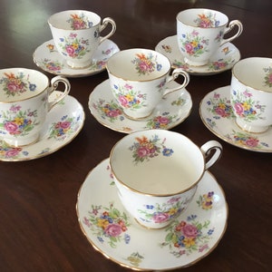 Antique Teacups and Saucers - New Chelsea Staffs 406 Svc for 6, 12 ...