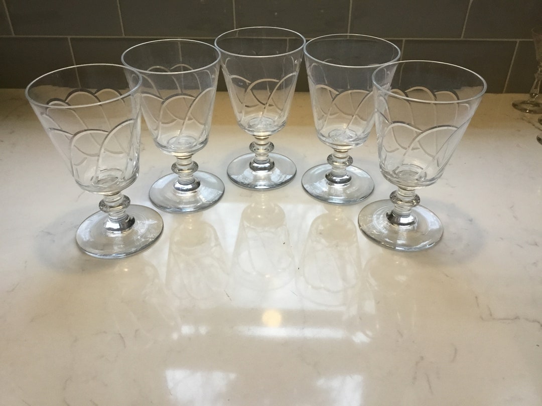 Vintage Cut Crystal Water Goblets - Set of 5 - Vintage Footed Tumblers ...