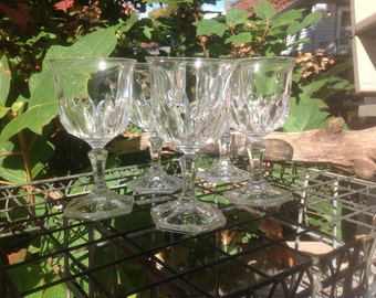 Vintage Etched Crystal Wine Glasses Set of 4 Antique Wine Glasses ...