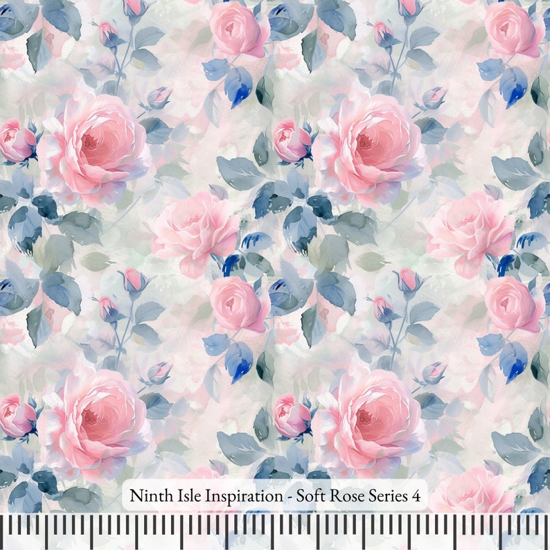 23/WINTER NI&I Cotton Fabric - Soft Rose Series - Handmade Print in HI ...