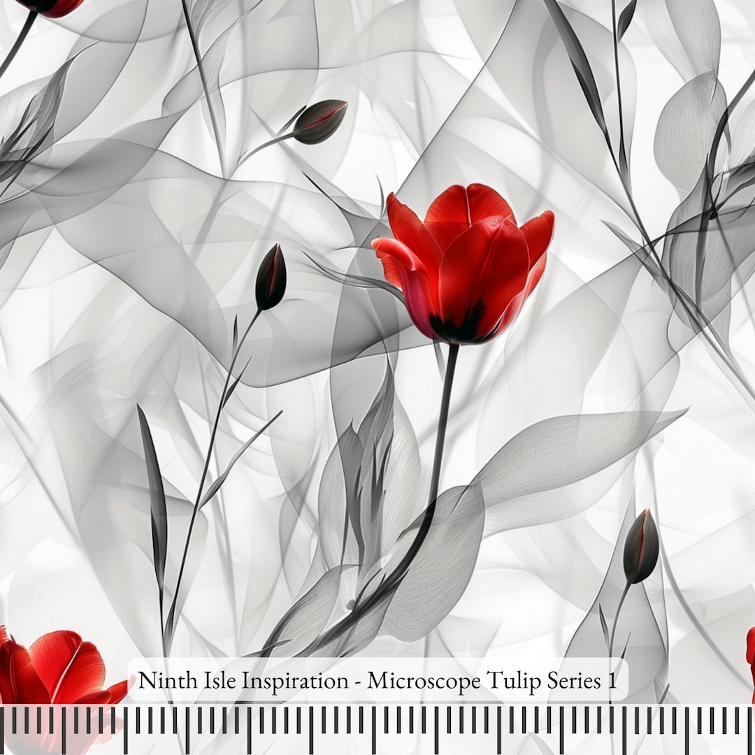 24/SPRING Rayon Fabric - Microscope Tulip Series - Handmade Print in HI ...