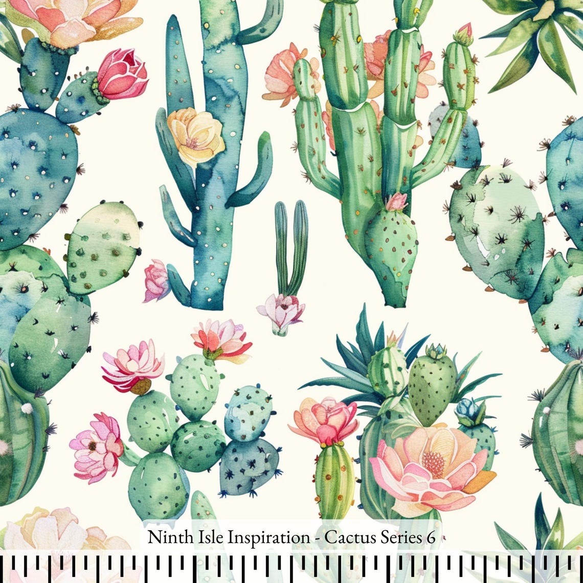 24/SUMMER NI&I Cotton Poplin Cotton Fabric - Floral Cactus Series - Etsy