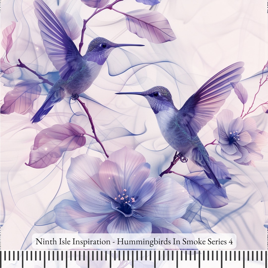24/SPRING NI&I 100 % Cotton Fabric - Hummingbirds in Smoke 渺小卻帶來了神話 ...