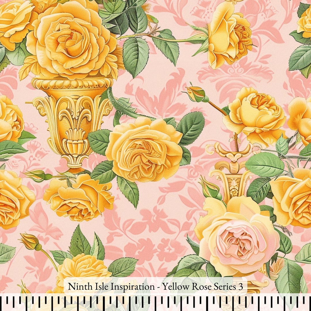 24/SUMMER NI&I Rayon Fabric - Yellow Rose Series - Handmade Print in HI ...