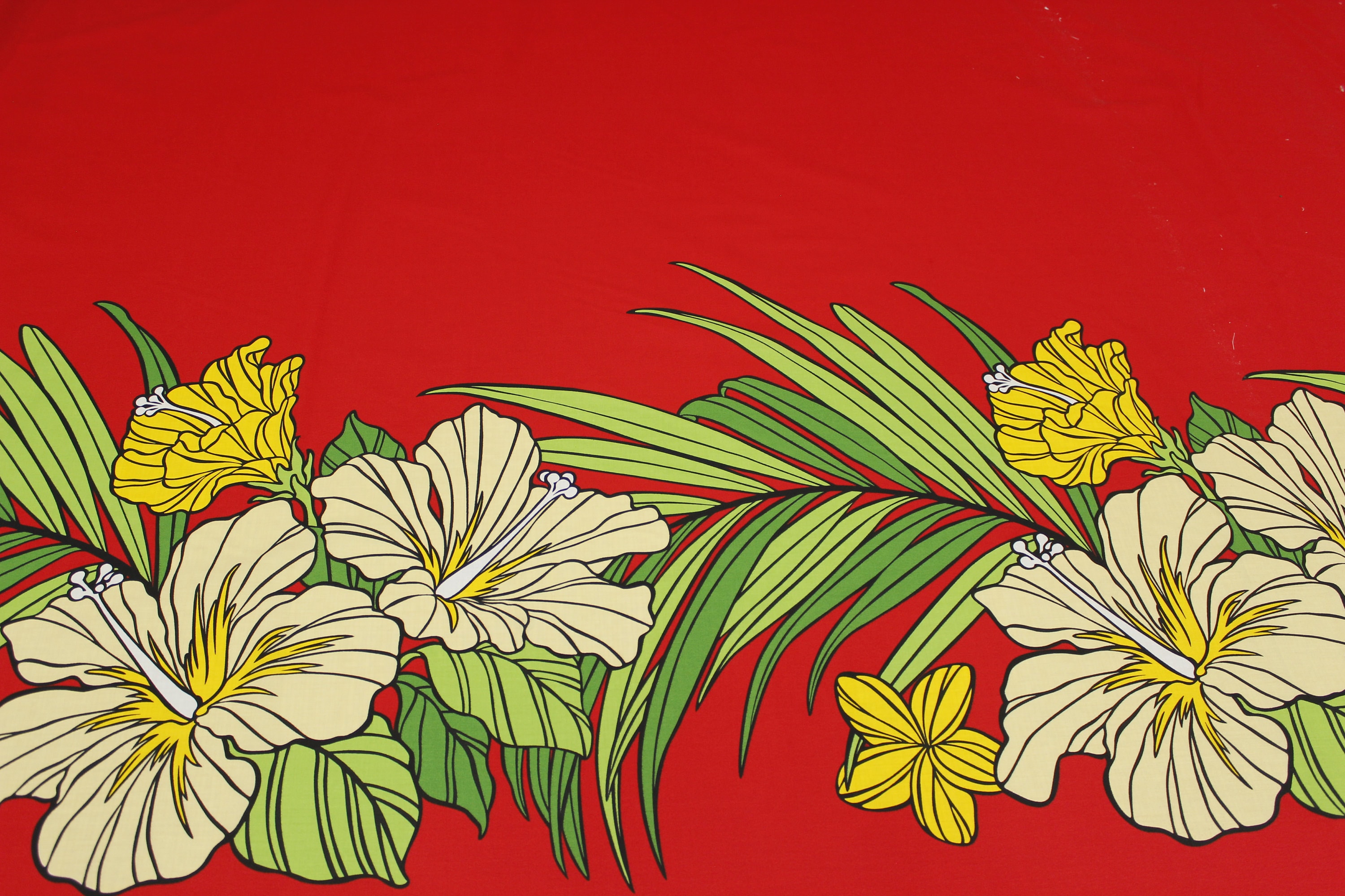 Wrinkle Resistant Tropical Design Fabric Yellow Hibiscus | Etsy
