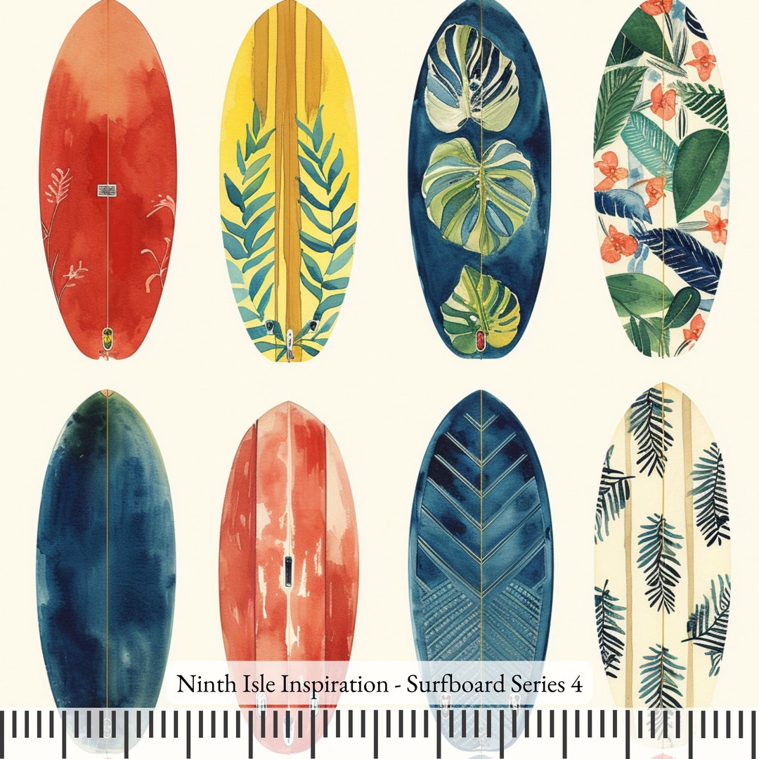 23/WINTER NI&I Cotton Poplin Fabric - Surfboard Series - Handmade Print ...