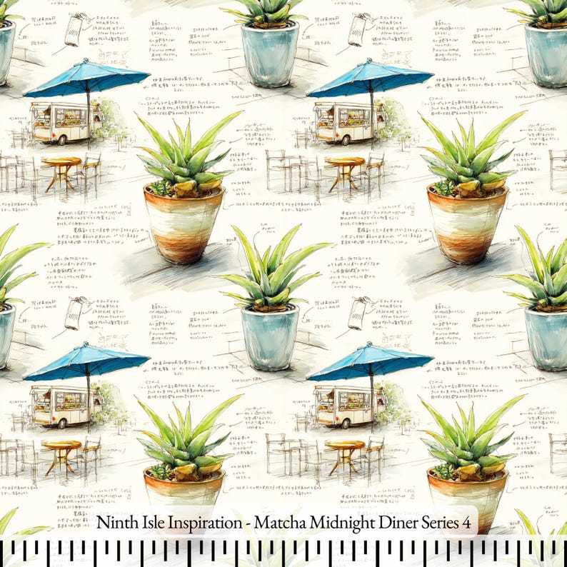 25/delicious (not Edible!) Matcha Midnight Diner Cotton Poplin Fabric ...
