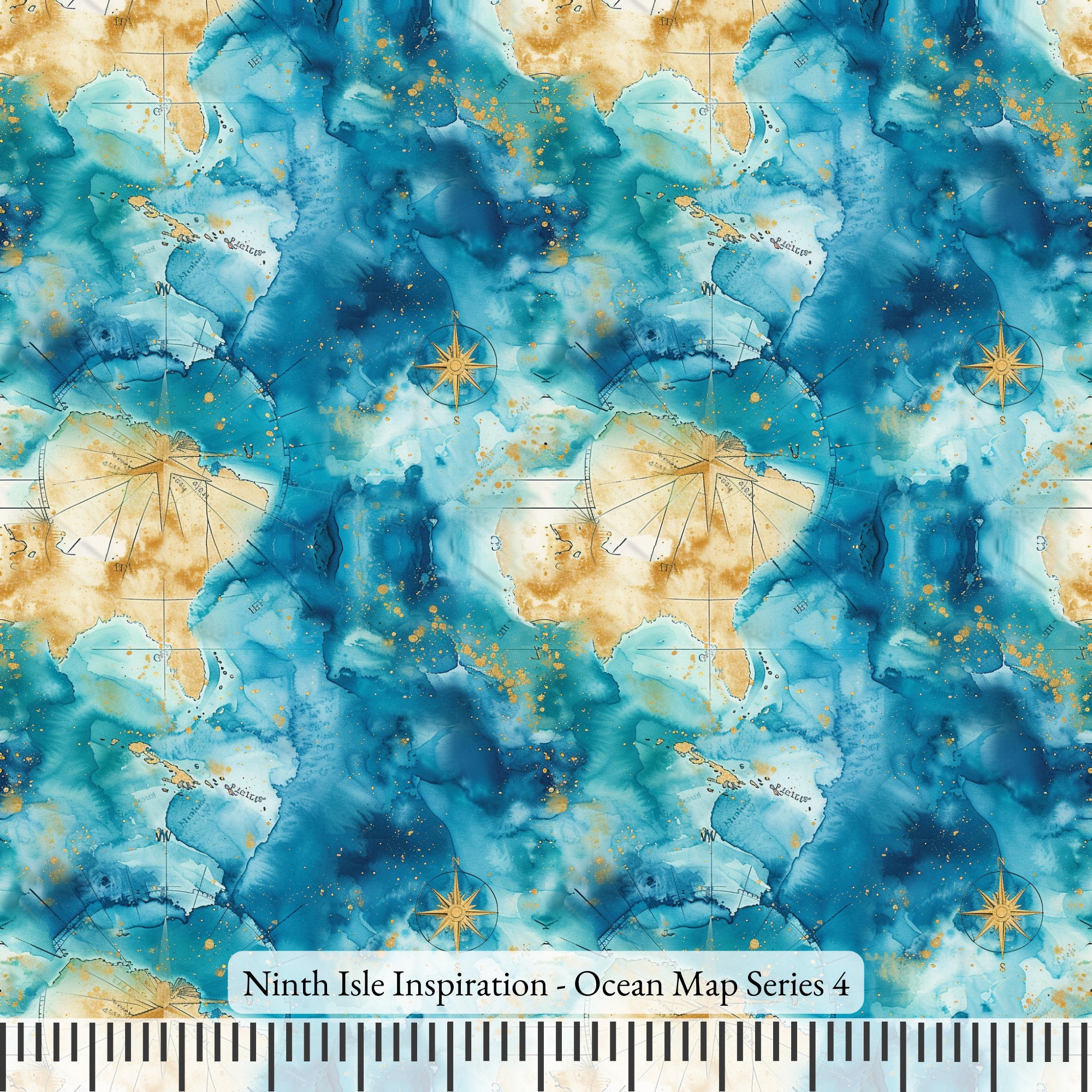 23/WINTER Rayon Fabric - Ocean Map Series - Handmade Print in HI - Etsy