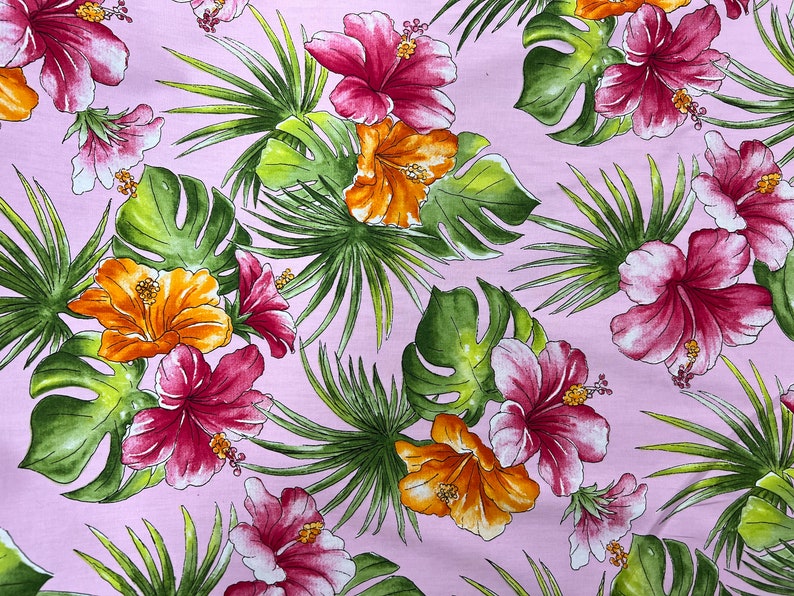 100 % Cotton Hibiscus Blossom Garden Fabric - 45" Wide - Etsy