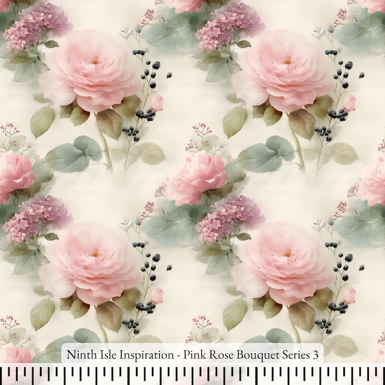 25/pink Rose Bouquet Cotton Poplin Fabric - Etsy