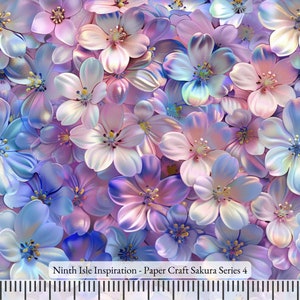 23/WINTER Rayon Fabric - Paper Craft Sakura Series - Handmade Print in ...