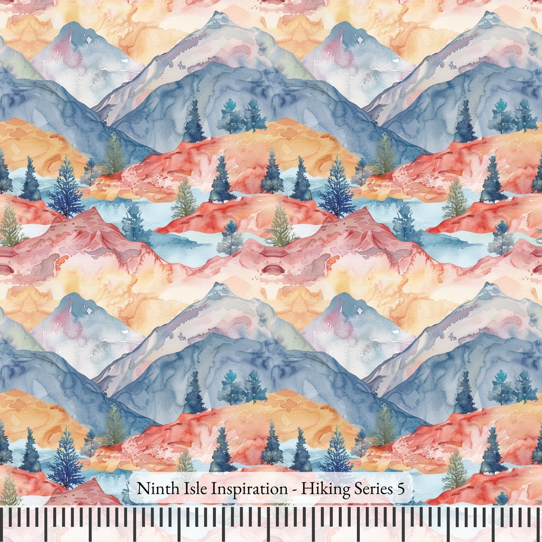 23/WINTER NI&I Cotton Poplin Fabric - Hiking Series - Handmade Print in ...