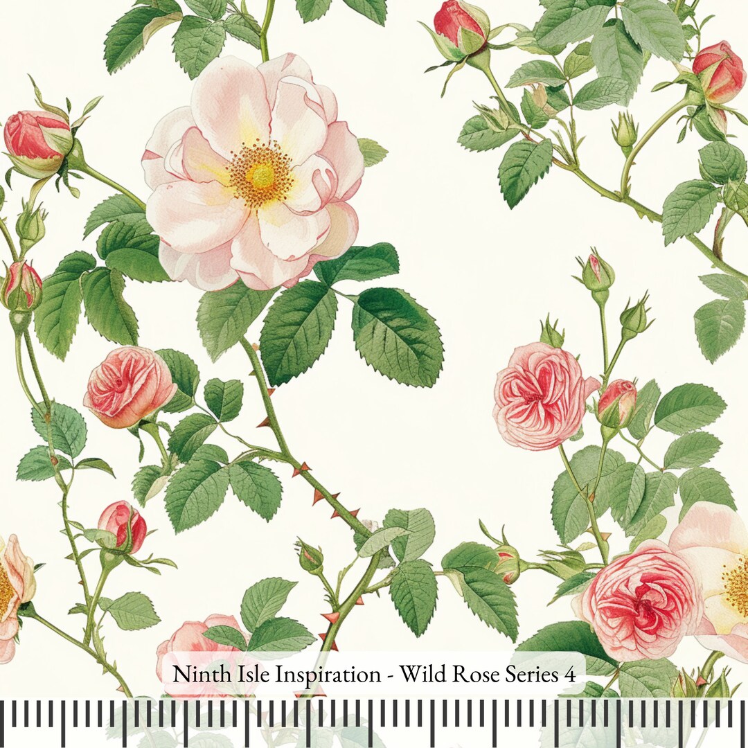 23/WINTER NI&I 100 % Cotton Fabric - Wild Rose Series - Handmade Print ...