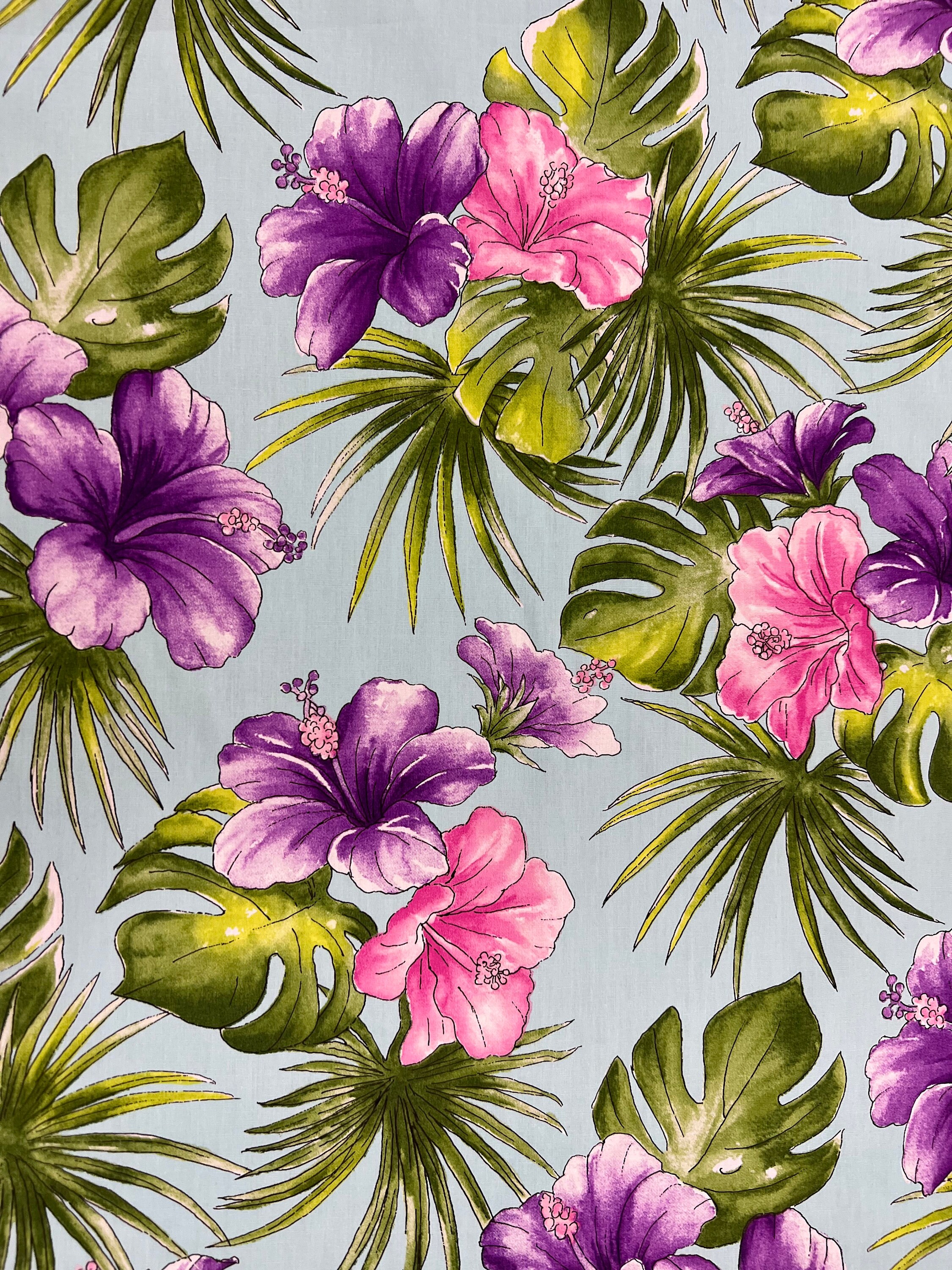 100 % Cotton Hibiscus Blossom Garden Fabric - 45" Wide - Etsy