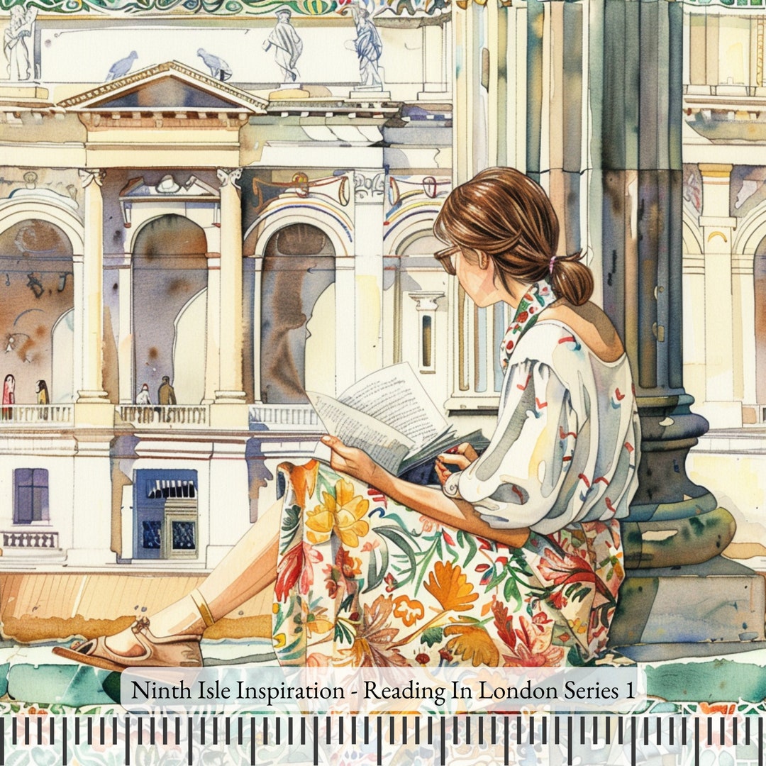 24/SPRING Rayon Fabric - Reading in London Series - Handmade Print in ...
