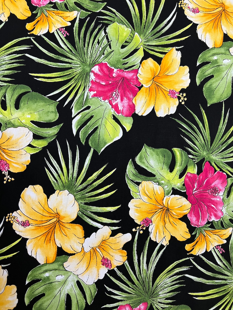 100 % Cotton Hibiscus Blossom Garden Fabric - 45" Wide - Etsy