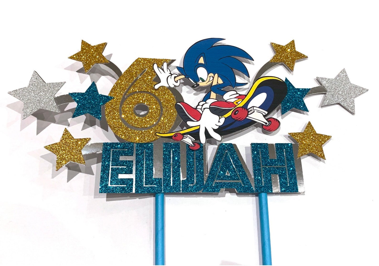 Sonic cake topper Sonic the hedgehog gamer cake topper | Etsy