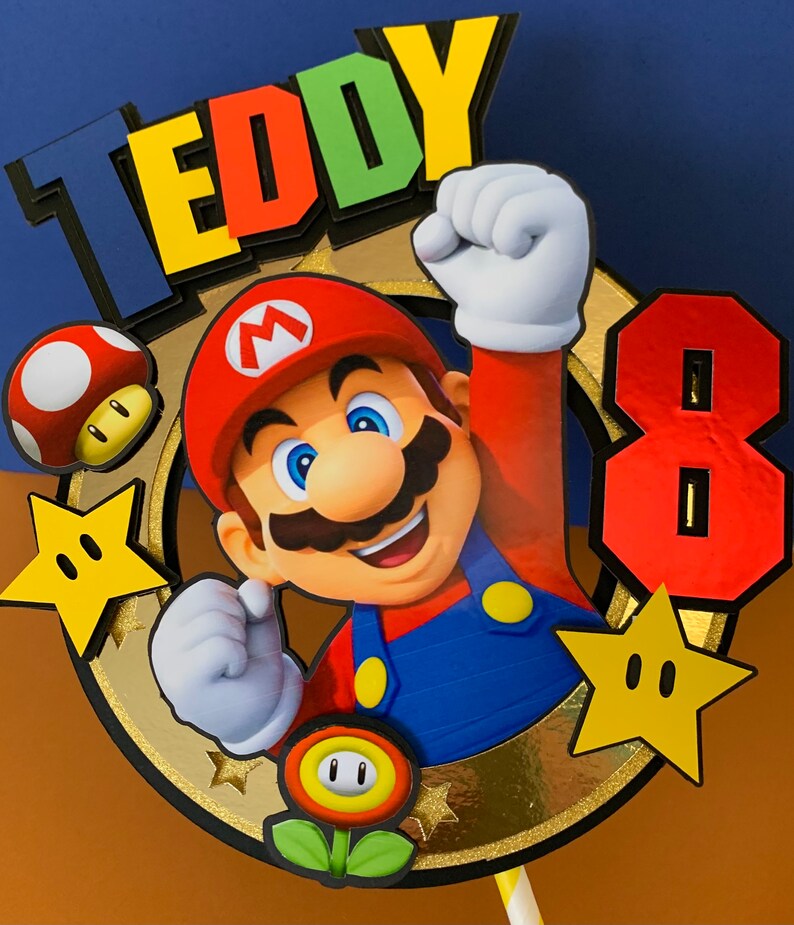 Super Mario Birthday Cake Topper Personalised Name Age 3D - Etsy