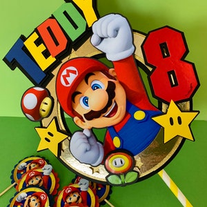 Super Mario Birthday Cake Topper, Personalised Name Age, 3D Effect ...